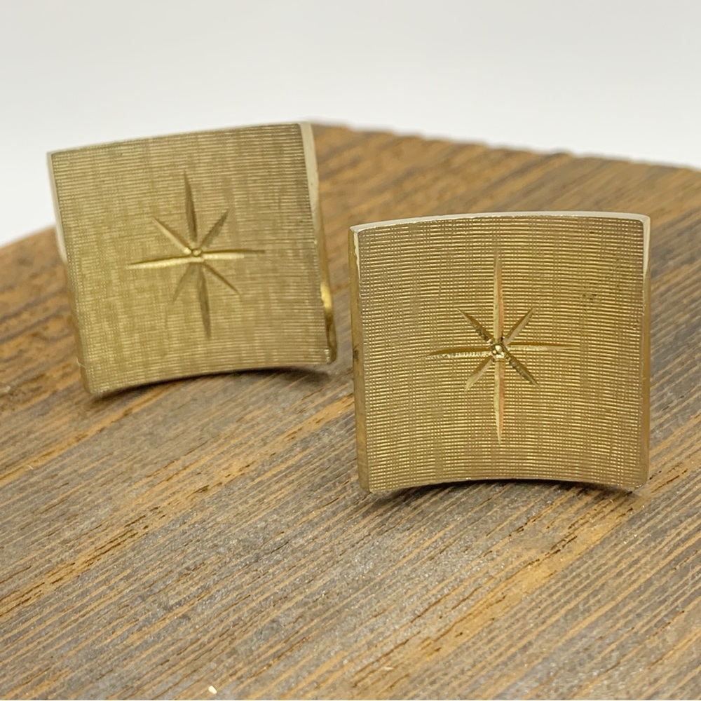 Swank Vintage Gold Atomic Mcm Starburst Textured Gold… - Gem